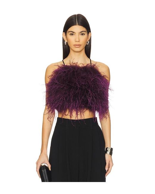 Adrienne Landau Feather Halter Top in Red | Lyst