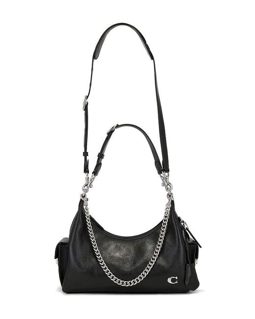 COACH Glazed Leather Pocket Juliet 30 Bag in Black | Lyst