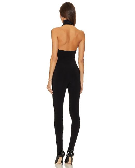 Norma Kamali X Revolve Halter Turtle Catsuit With Footsie in Black | Lyst