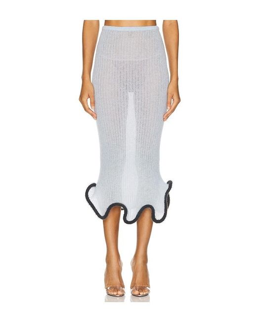 Ph5 Ginny Alpaca Wavy Midi Skirt in White | Lyst