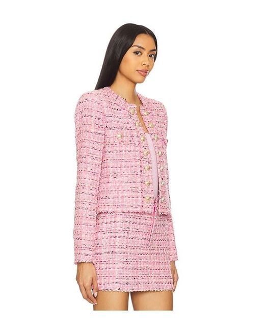 Generation Love Karson Tweed Jacket in Pink | Lyst