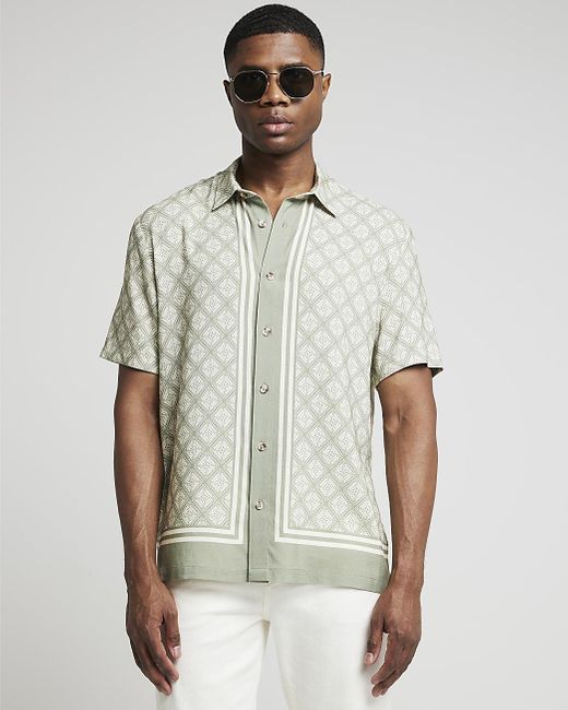 River Island Geometric Shirt in White for Men | Lyst UK