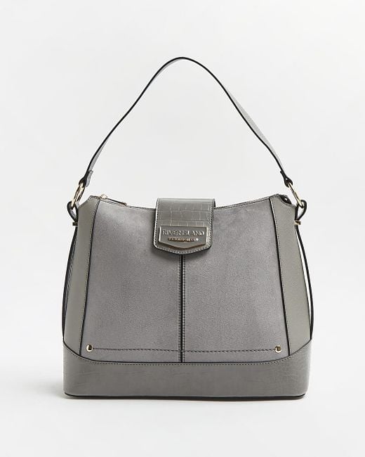 River Island Grey Croc Embossed Slouch Bag in Gray | Lyst River Island Grey Croc Embossed Slouch Bag in Gray | Lyst
