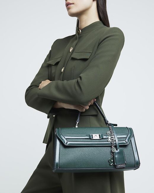 River Island Cross Body Top Handle Bag in Green | Lyst