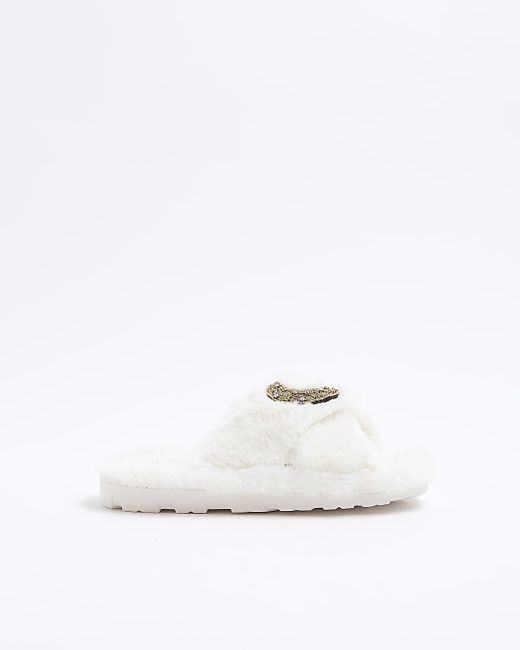 River Island Moon Star Strap Mule Slippers in Gray | Lyst