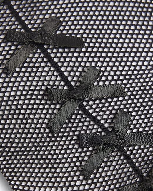 River Island Bow Fishnet Tights in Gray | Lyst