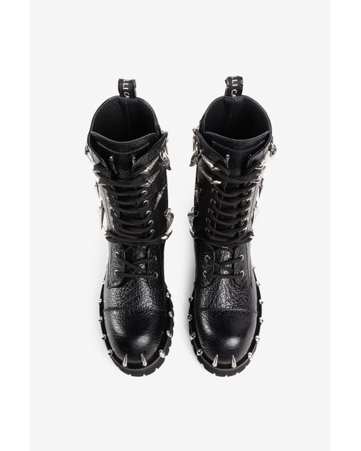 Roberto Cavalli Tiger Tooth Combat Boots in Black for Men | Lyst