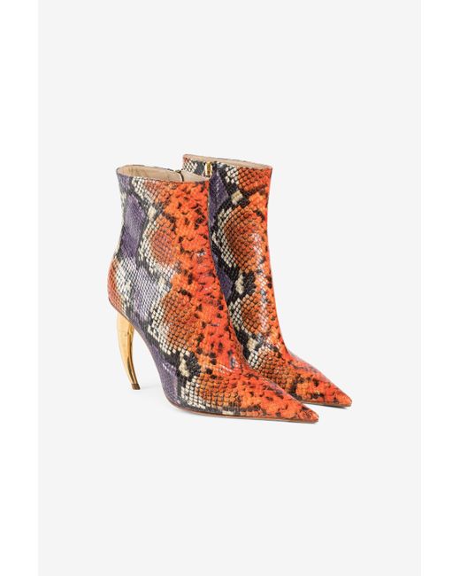 Roberto Cavalli Python-Print Tiger Tooth Boots in White | Lyst
