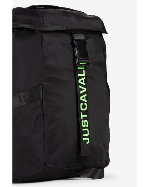 Roberto Cavalli Just Cavalli Logo-Print Backpack in Black for Men | Lyst UK
