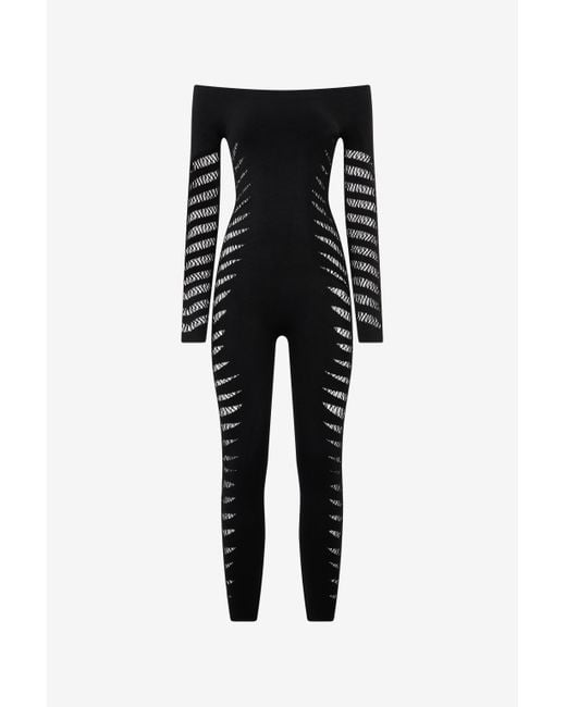 Roberto Cavalli Jumpsuit With Perforated Zebra Pattern in Black | Lyst UK