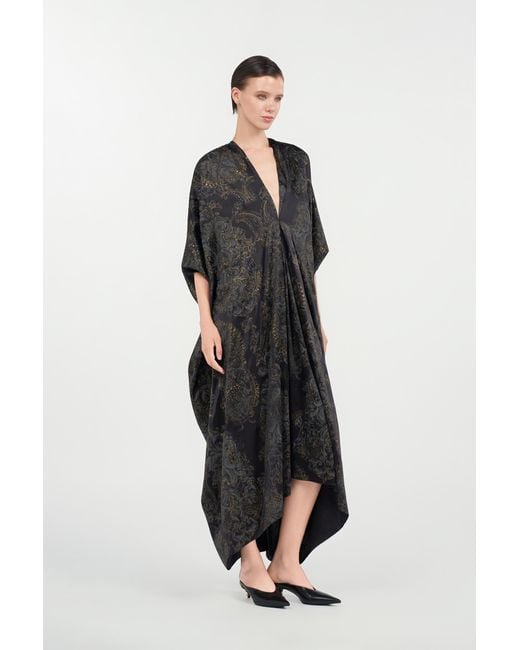 Roberto Cavalli Ornamental Silk Kaftan in Black | Lyst UK
