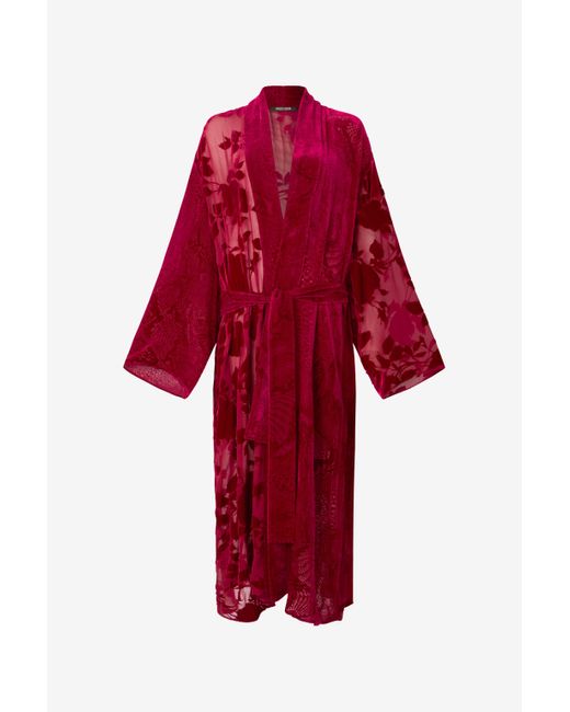 Roberto Cavalli Robe With Rose And Python Pattern in Red | Lyst