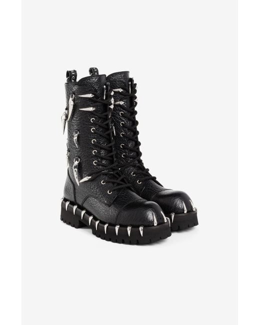 Roberto Cavalli Tiger Tooth Combat Boots in Black for Men | Lyst