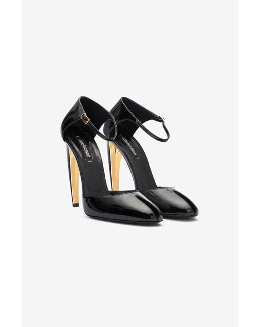 Roberto Cavalli Patent Leather Pumps With Fang Heel in Black | Lyst
