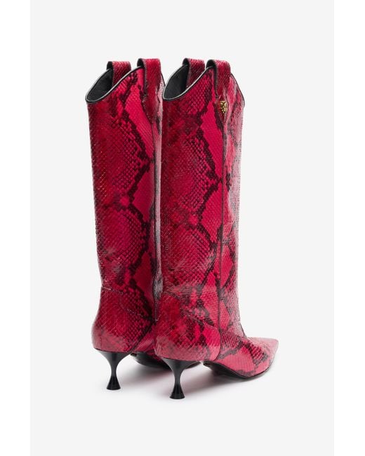 Roberto Cavalli Boots With Python Print in Red | Lyst