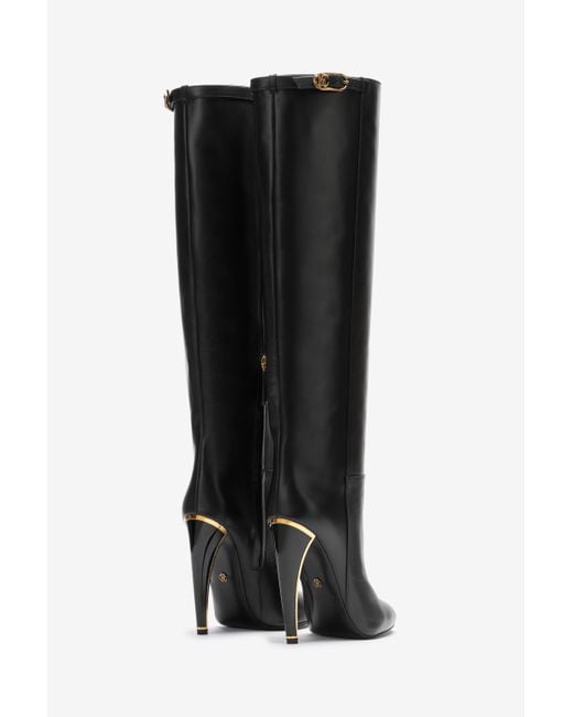 Roberto Cavalli Fang Heel Boots in Black | Lyst