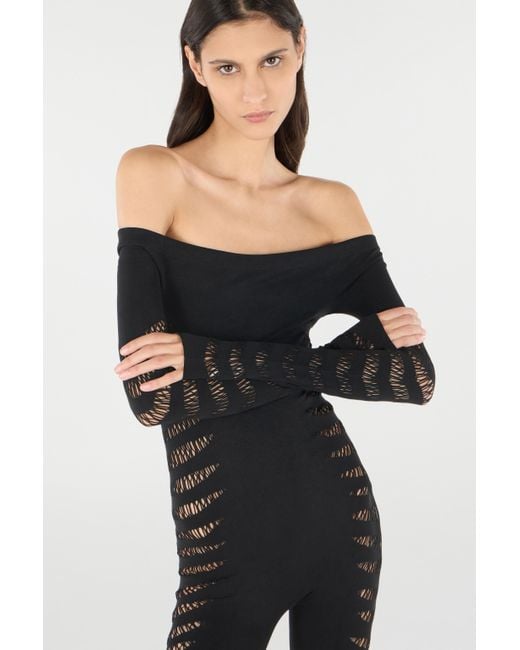 Roberto Cavalli Jumpsuit With Perforated Zebra Pattern in Black | Lyst UK