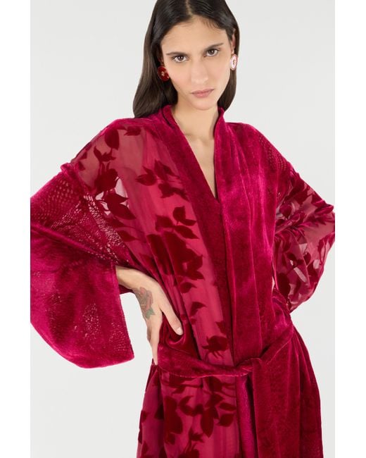 Roberto Cavalli Robe With Rose And Python Pattern in Red | Lyst