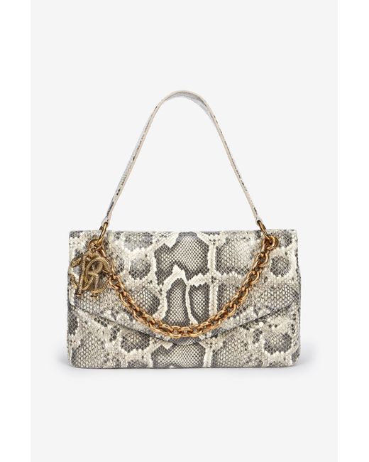 Roberto Cavalli Rock Shoulder Bag With Python Print in White | Lyst UK