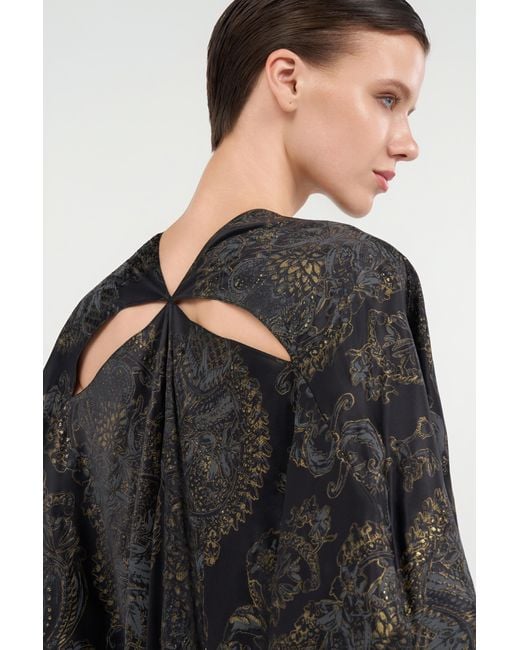 Roberto Cavalli Ornamental Silk Kaftan in Black | Lyst UK