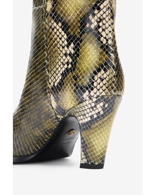 Roberto Cavalli Knee-High Boots With Python Print in Green | Lyst