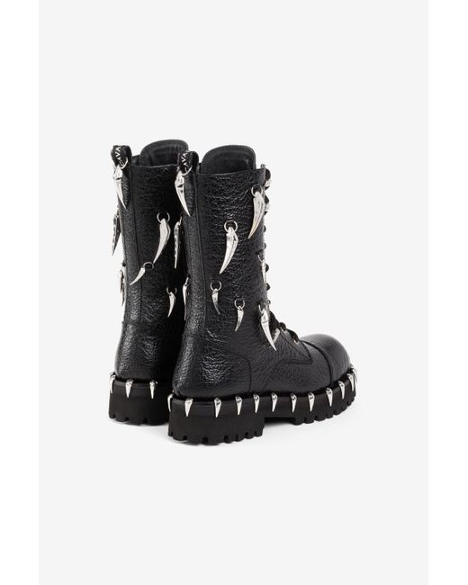 Roberto Cavalli Tiger Tooth Combat Boots in Black for Men | Lyst