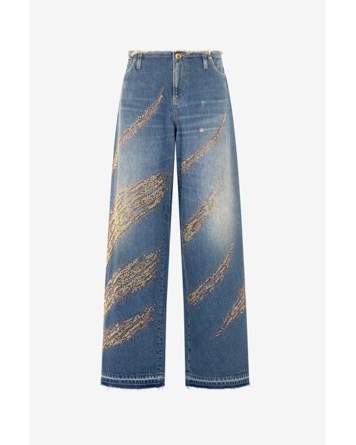 Vaqueros Con Motivo Cebra De Pedrería de Roberto Cavalli de color Azul ...