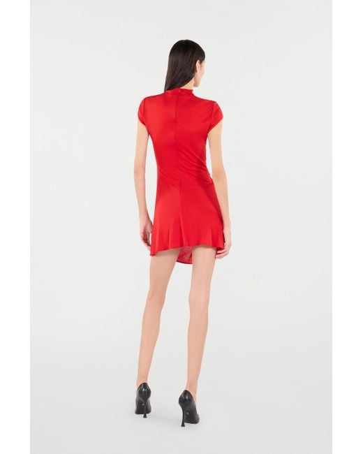 Roberto Cavalli Mini Dress With Ruched Detail in Red | Lyst
