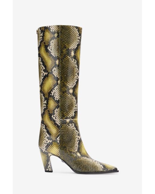 Roberto Cavalli Knee-High Boots With Python Print in Green | Lyst