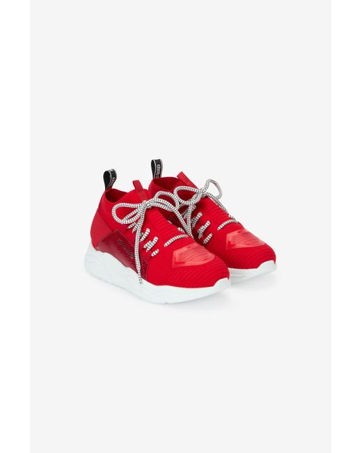 Roberto Cavalli Sneakers With Snake-Effect Inserts in Red | Lyst