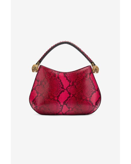 Roberto Cavalli Python-Print Hobo Roar Bag in Red | Lyst