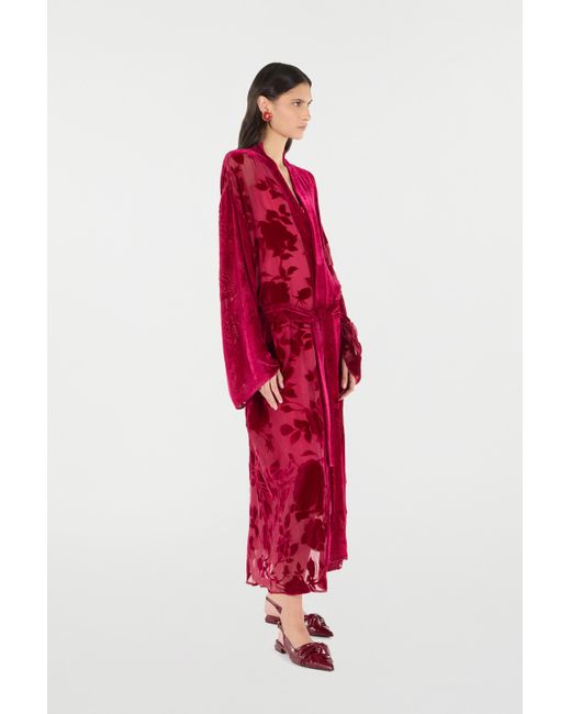 Roberto Cavalli Robe With Rose And Python Pattern in Red | Lyst
