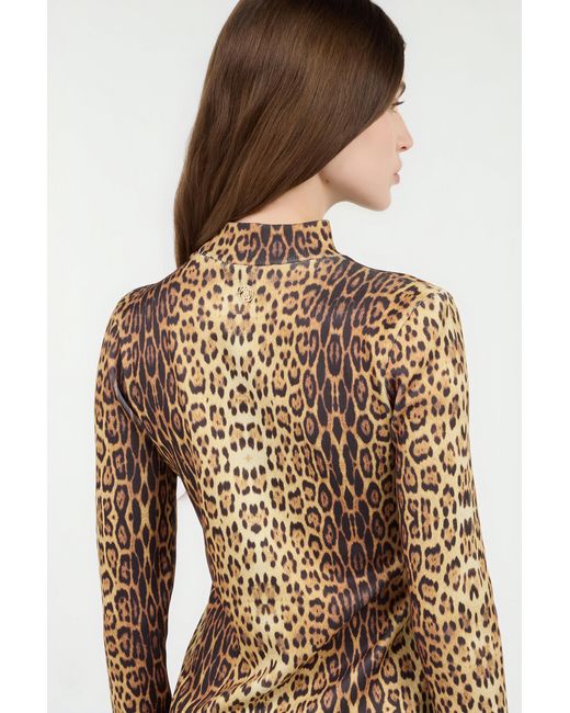 Roberto Cavalli Leopard Print Cut-Out Sweater in Brown | Lyst UK