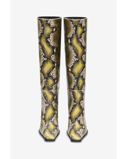 Roberto Cavalli Knee-High Boots With Python Print in Green | Lyst