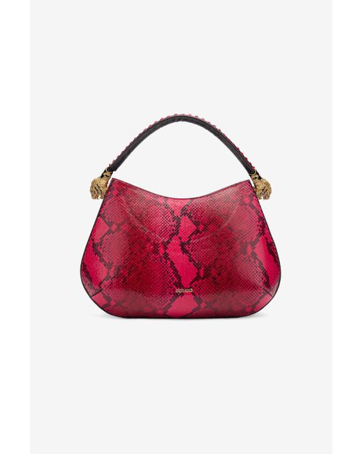 Roberto Cavalli Python-Print Hobo Roar Bag in Red | Lyst