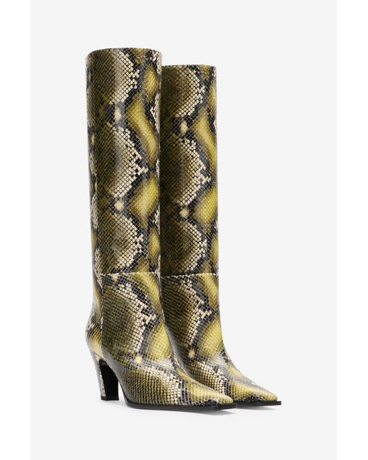 Roberto Cavalli Knee-High Boots With Python Print in Green | Lyst