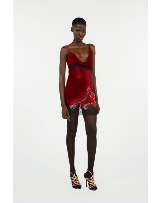 Roberto Cavalli Dark Mini Dress With Marine Print in Red | Lyst UK
