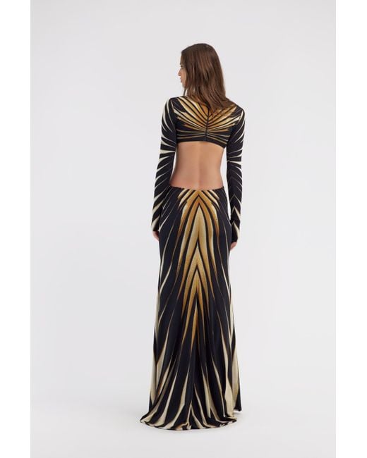 Roberto Cavalli Cut-Out Knit Dress With Ray Of Print in White | Lyst