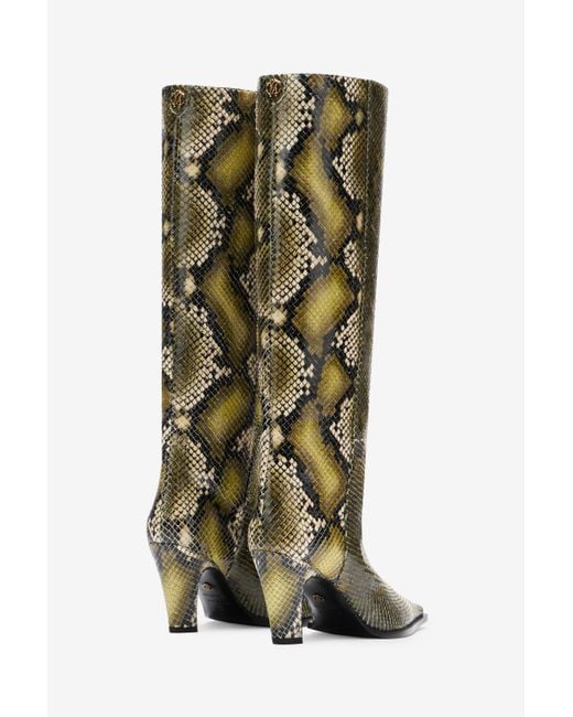 Roberto Cavalli Knee-High Boots With Python Print in Green | Lyst