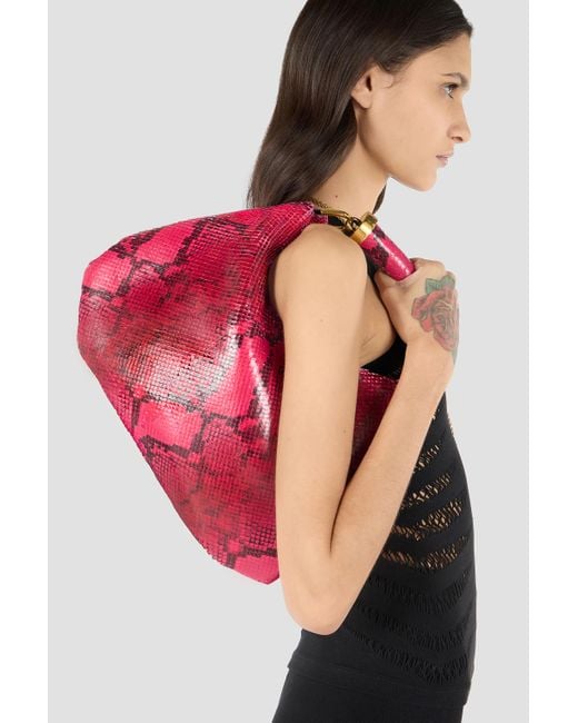 Roberto Cavalli Python-Print Hobo Bag | Lyst