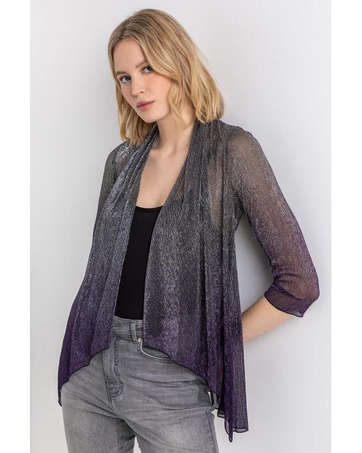Roman Ombre Metallic Plisse Kimono in Purple | Lyst UK