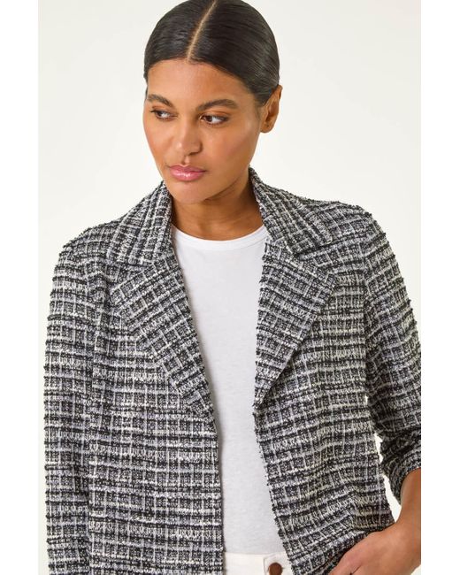 Roman Textured Check Blazer in Black | Lyst UK