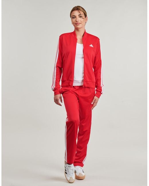 adidas Tracksuits Essentials 3-stripes Track Suit in Red | Lyst UK