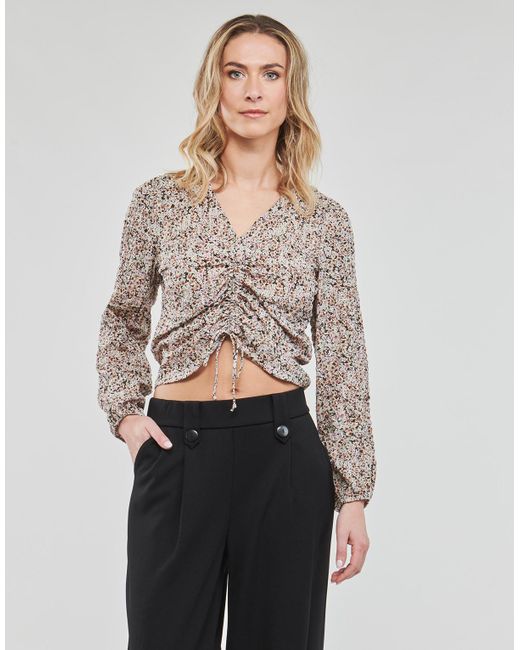 ONLY Blouse Onlheidi L/s Ruching Top in Brown | Lyst UK