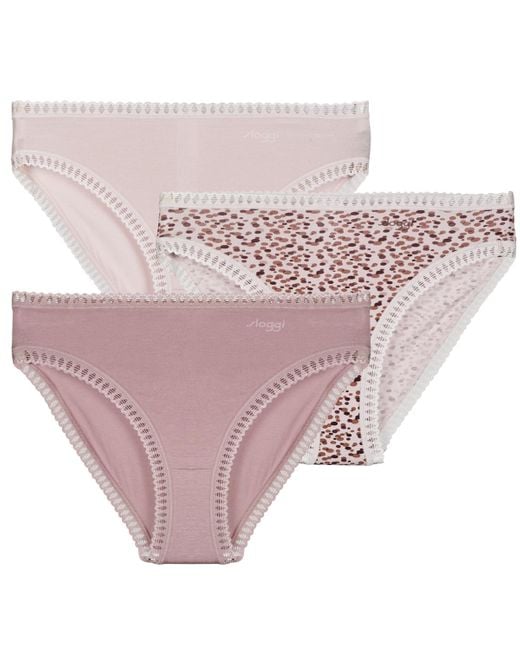 Sloggi Knickers/panties Go Crush High Leg Pack De 3 in Pink | Lyst UK