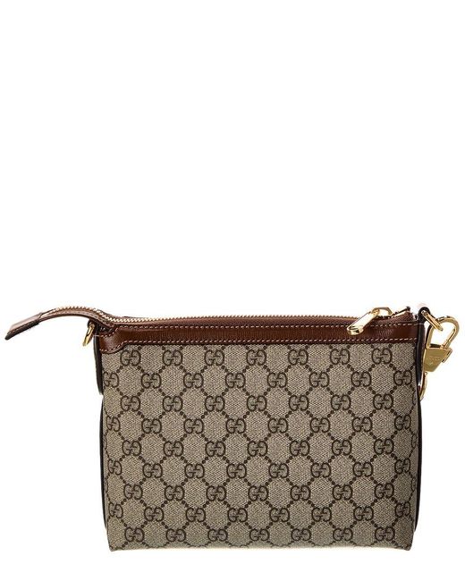 Gucci Gg Supreme Canvas & Leather Pouch in Brown | Lyst