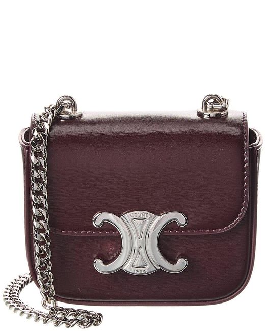 Celine Chain Claude Mini Leather Shoulder Bag in Purple | Lyst