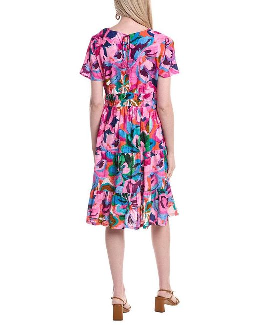 Johnny Was Petite Ambre Linen-Blend Dress in Red | Lyst UK