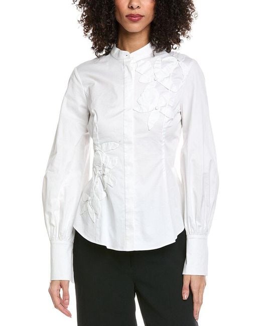 Oscar de la Renta Orchid Shirt in White | Lyst UK