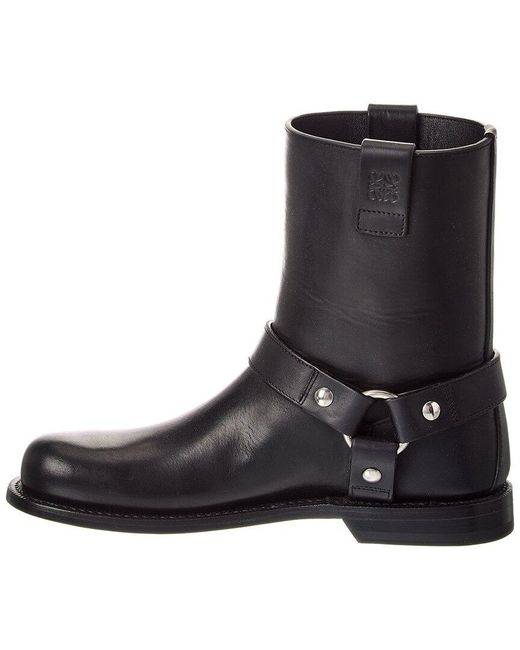 Loewe Campo Leather Biker Boot in Black | Lyst UK